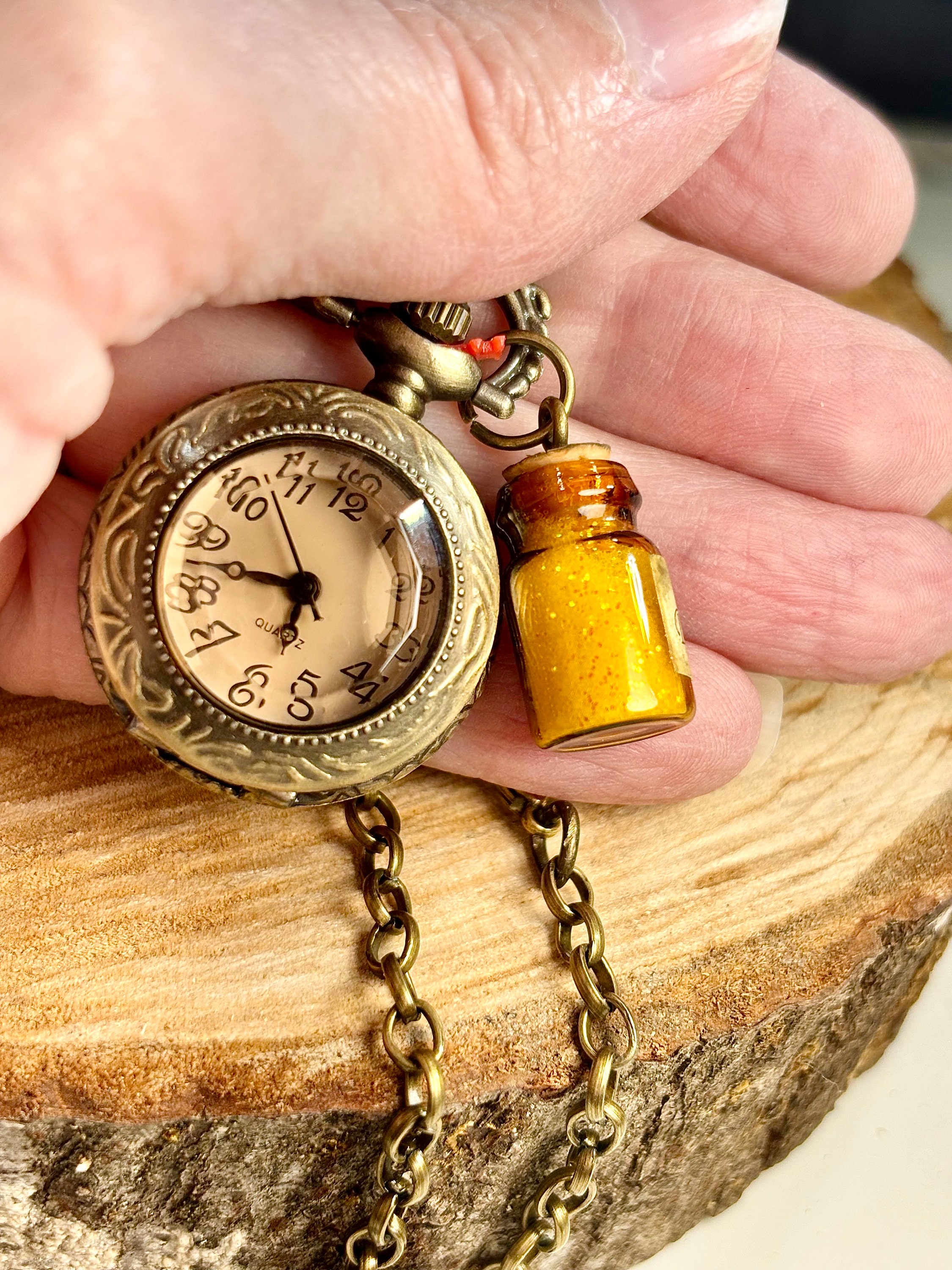 Pocket Watch Necklace, Alice in Wonderland Pocket Watch, Whimsical ...