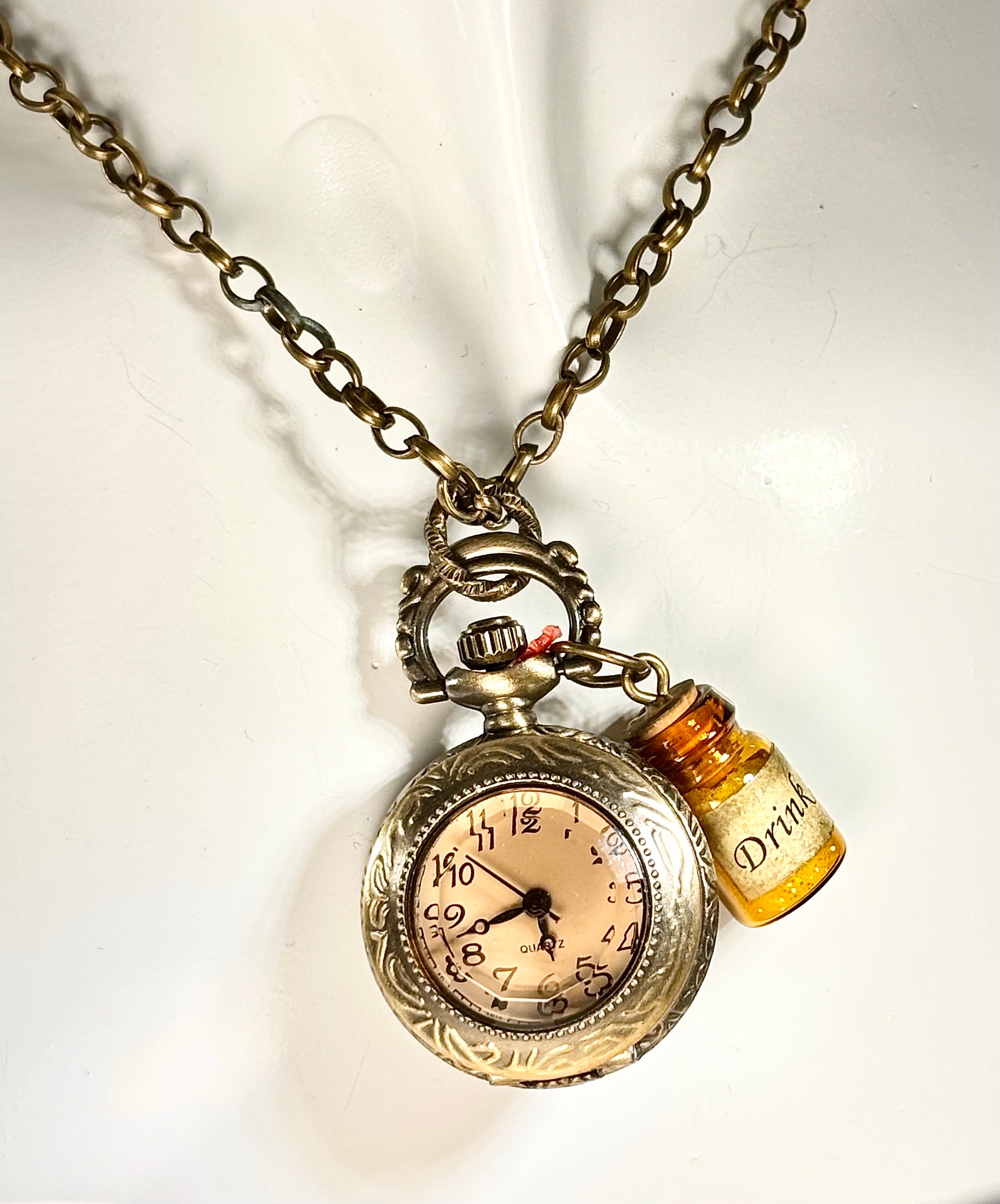 Pocket Watch Necklace, Alice in Wonderland Pocket Watch, Whimsical ...