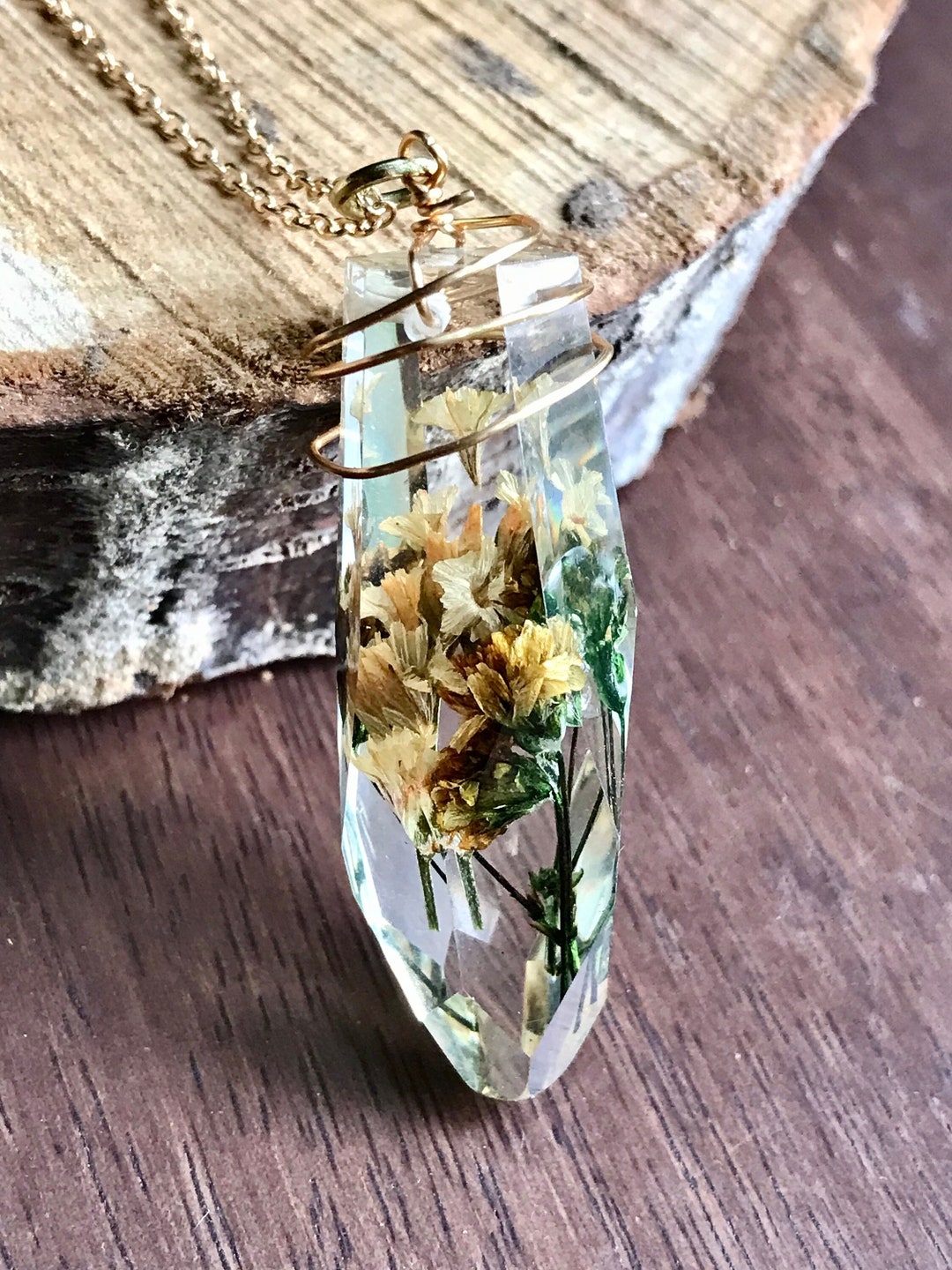 Dried Flower Necklace Resin Dagger Pendant Dried Flower - Etsy