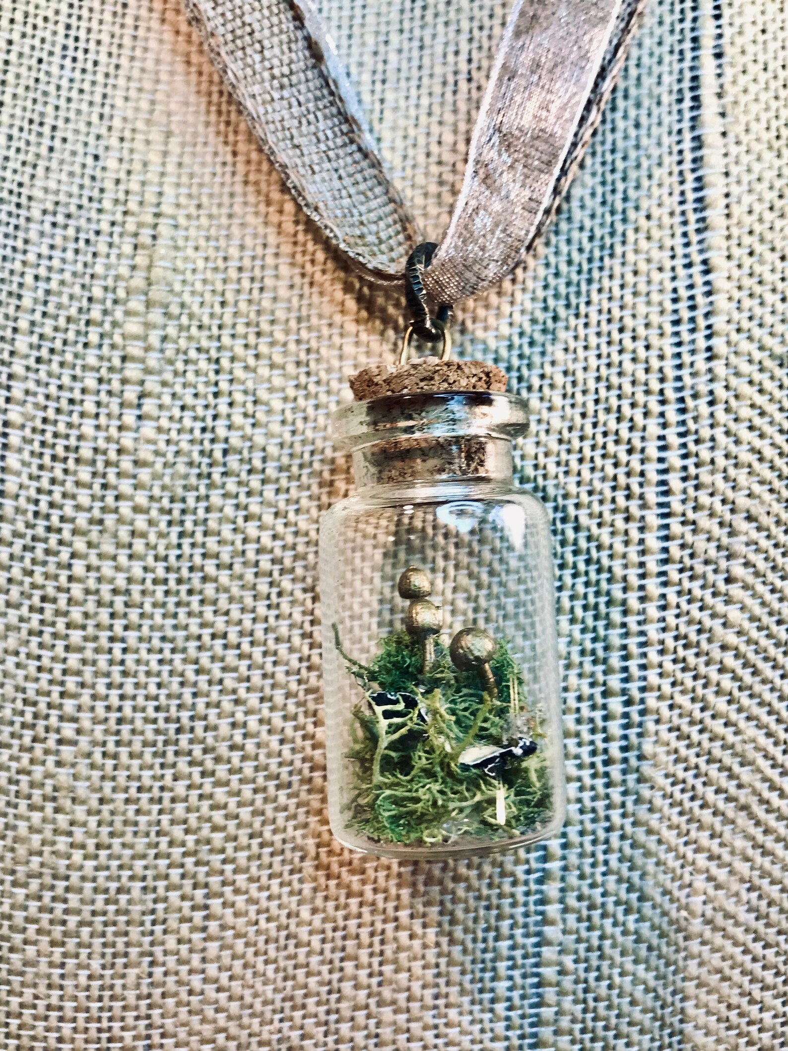 Miniature Mushroom Necklace, Mini Terrarium Necklace, Mushroom Pendant ...