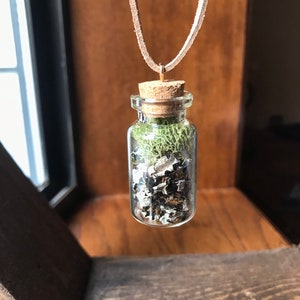 Forest Terrarium Necklace, Real Moss Dried Mushroom Necklace, PNW Glass ...