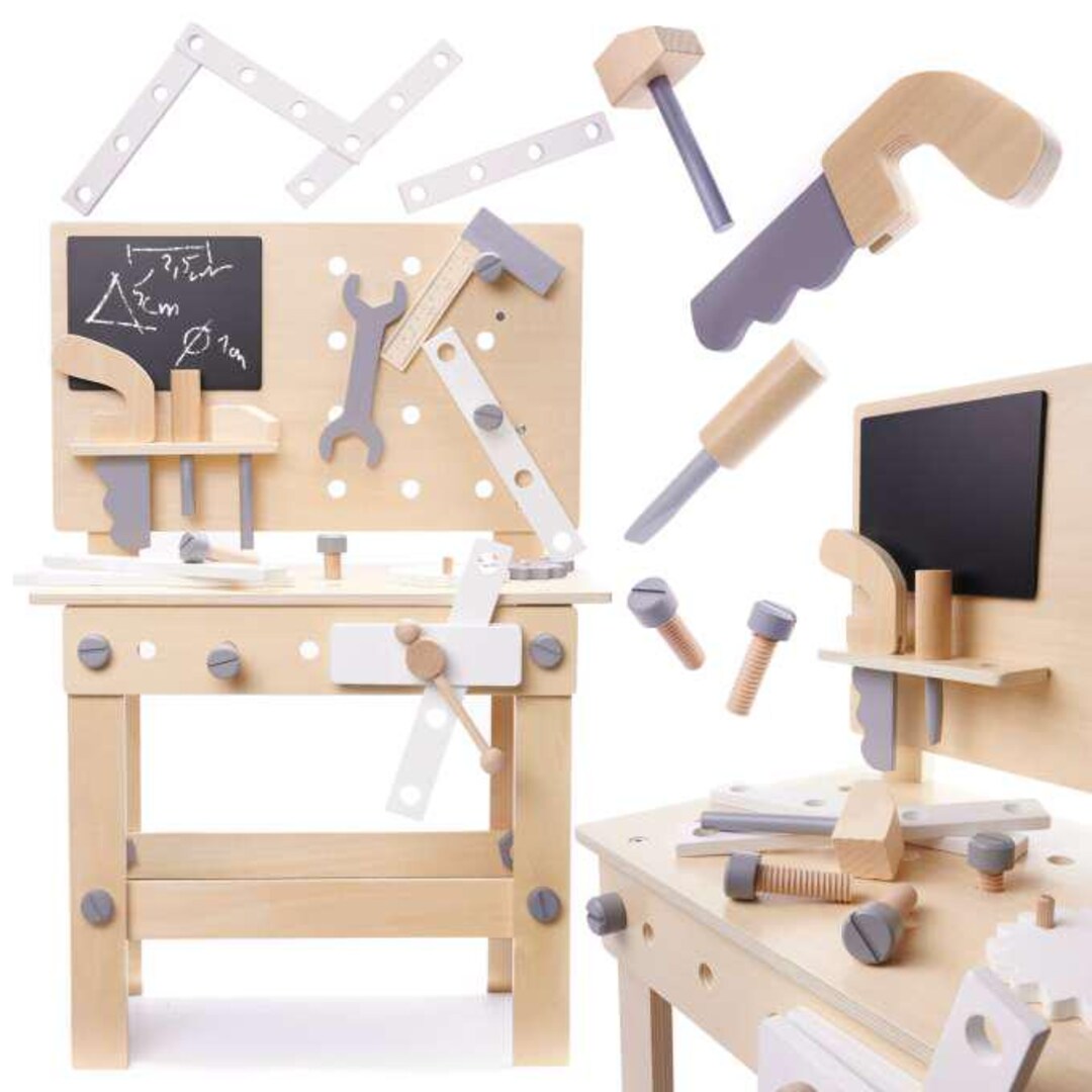 Wooden Tool Workshop Set – Kids DIY Workbench With Tools, Pretend Play ...