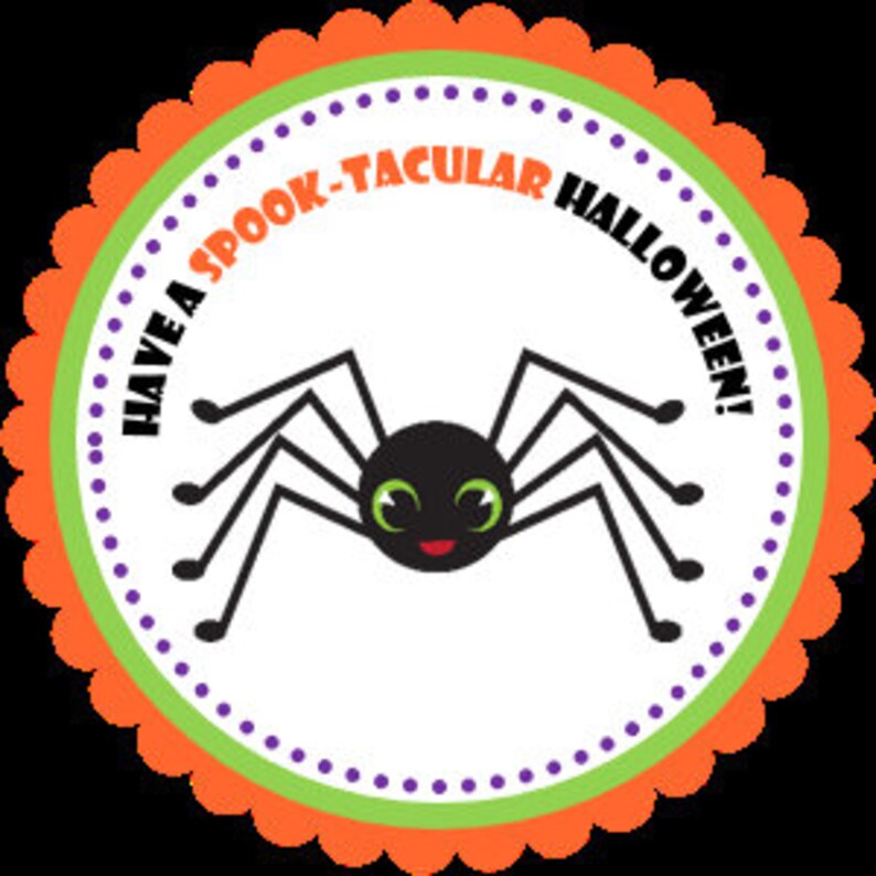 Halloween Party Favor Tags Digital File 2 Round - Etsy