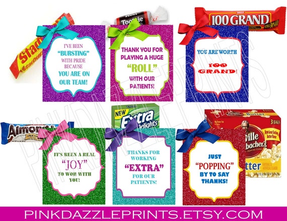 Printable Healthcare Appreciation Candy Gift Tags Glitter | Etsy