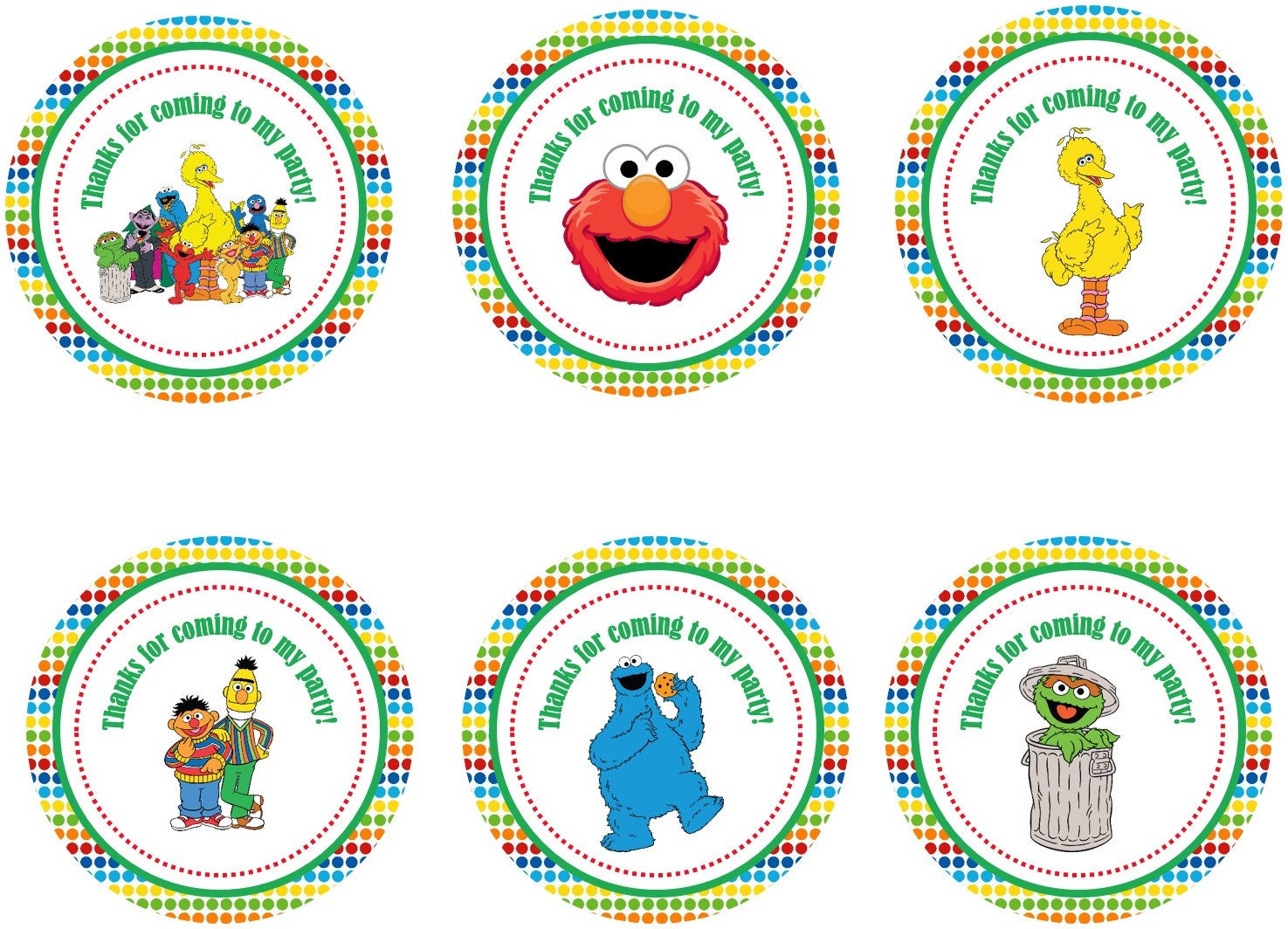 Sesame Street Party Labels