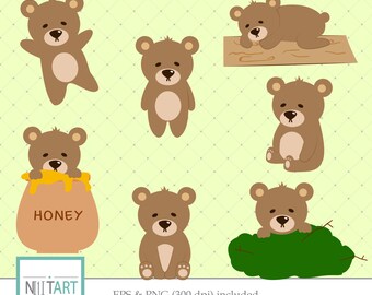Honey Bears Clipart / Honey Jar / Honey Pot / Bee Hive | Etsy