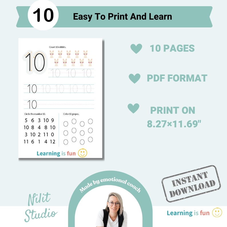 Number Activities for Kids, Home School Printable, Toddler Workbook ...