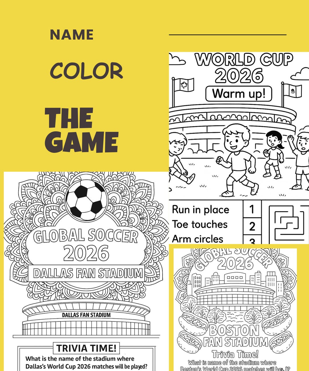 Soccer World Cup 2026 Coloring Pages | 13 Fan Stadium Mandalas + 14 ...