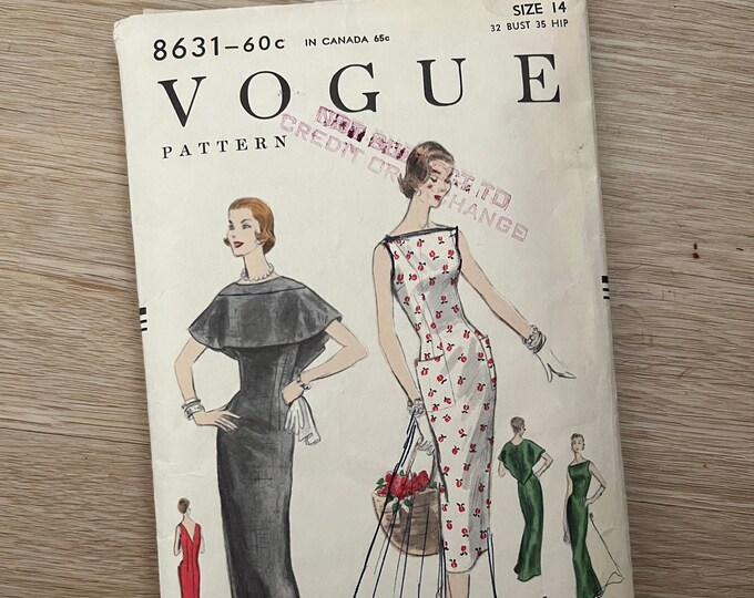195 or 1960s Vogue 8631 Sewing Pattern. Original. Not a Copy. Size 14 ...