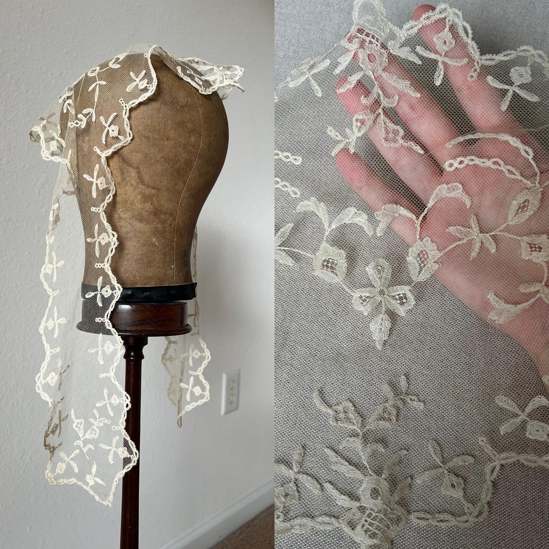 Antique Handmade Lace Lappet. Applied Bobbin Lace. - Etsy