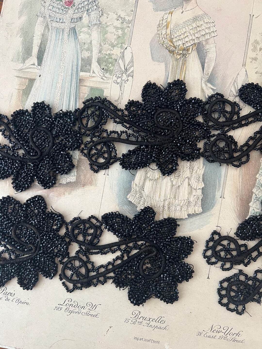 Amazing Victorian or Edwardian Bead Jet Trim. - Etsy
