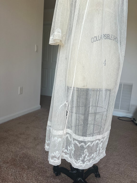 Antique Edwardian 19teens cotton net dress with embro… - Gem