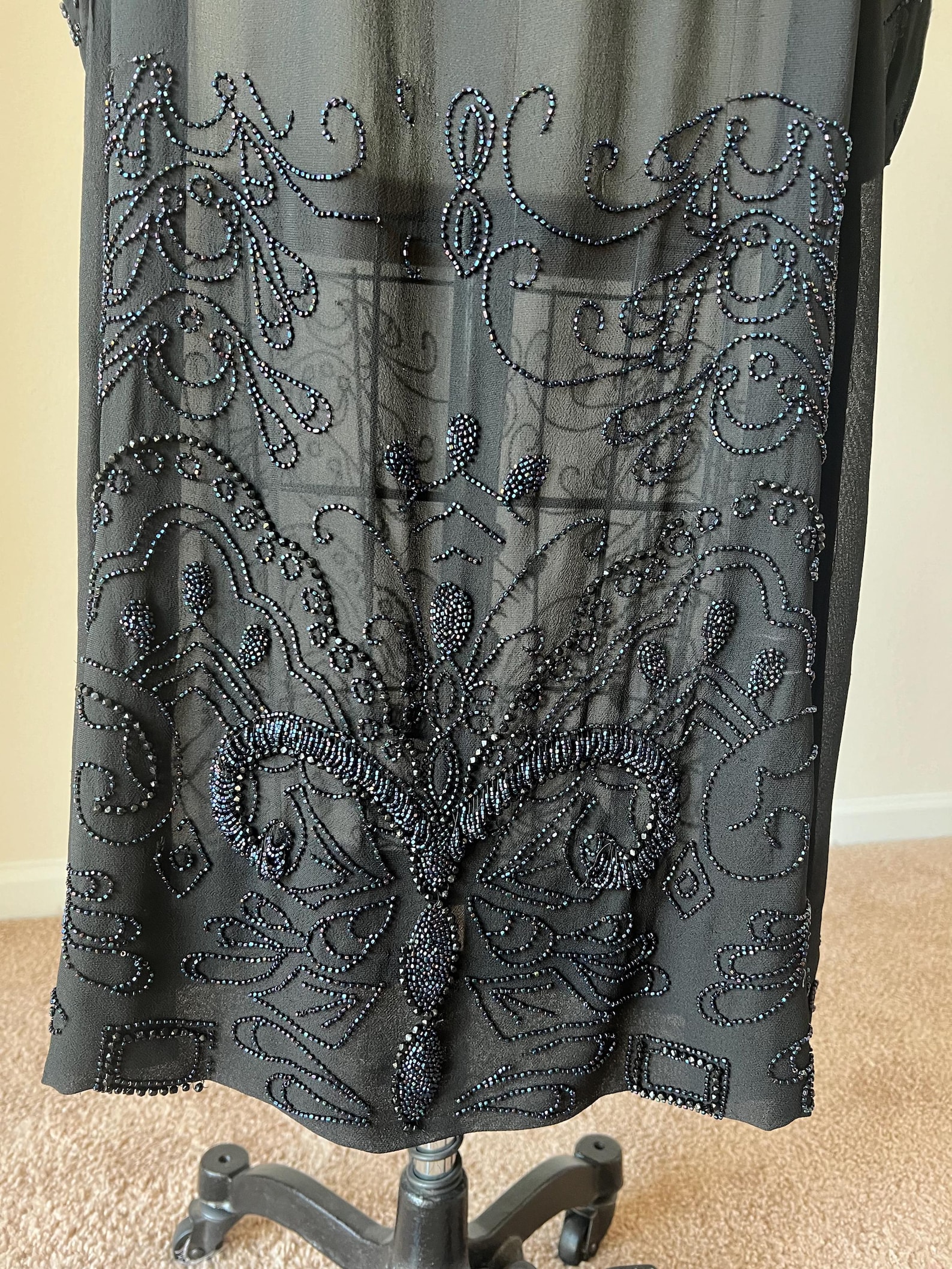 42 Bust 1920s Beaded Dress With Butterflies Black Silk Chiffon - Etsy