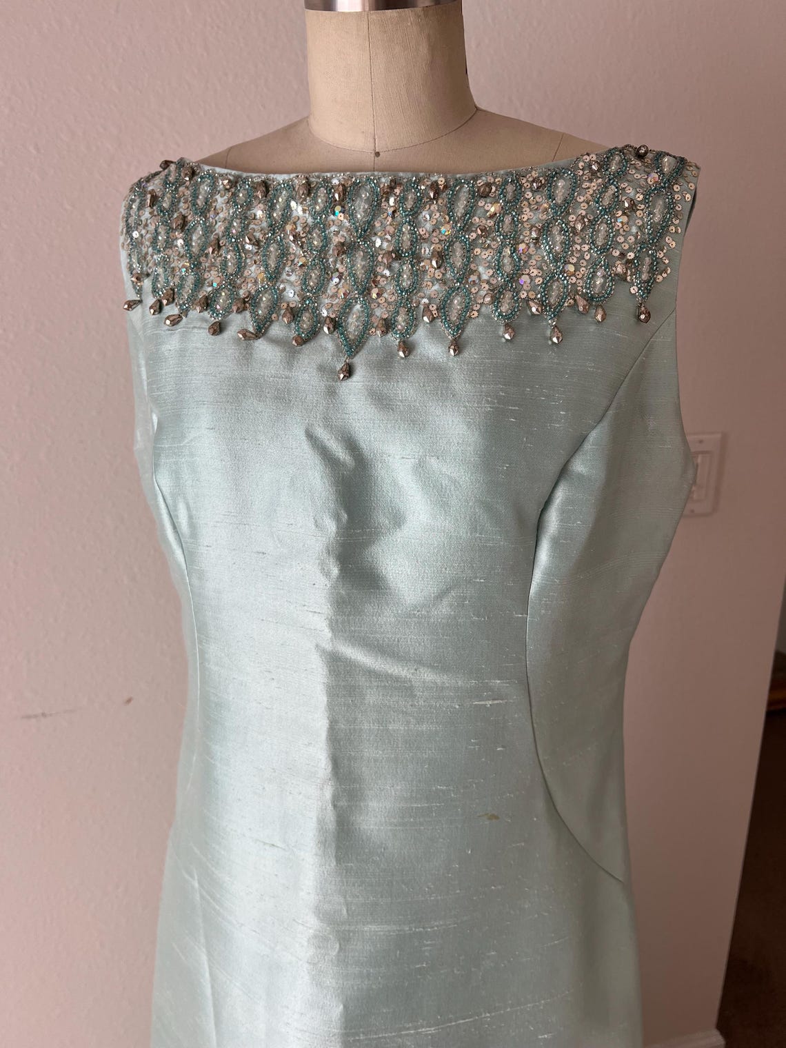 1960s Cameo Label Evening Gown Teal Seafoam Blue. Medium Large - Etsy