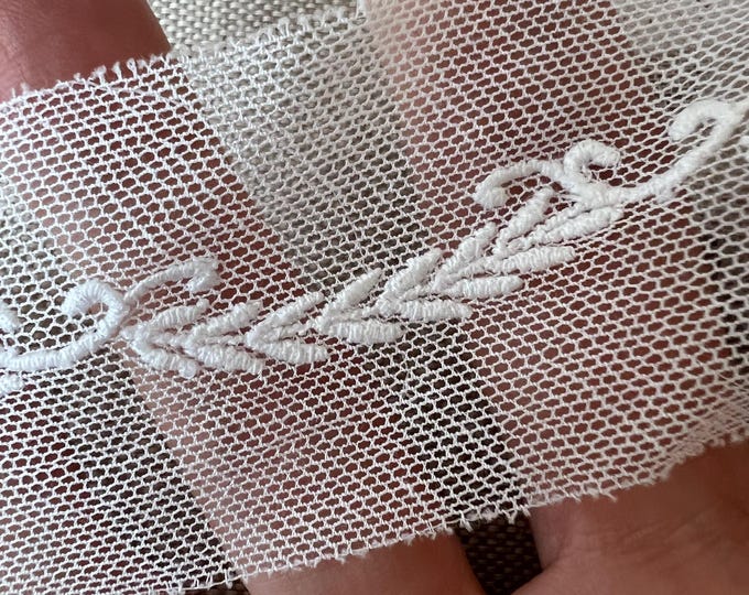 5 Yards Machine Embroidered Cotton Bobbinet. - Etsy