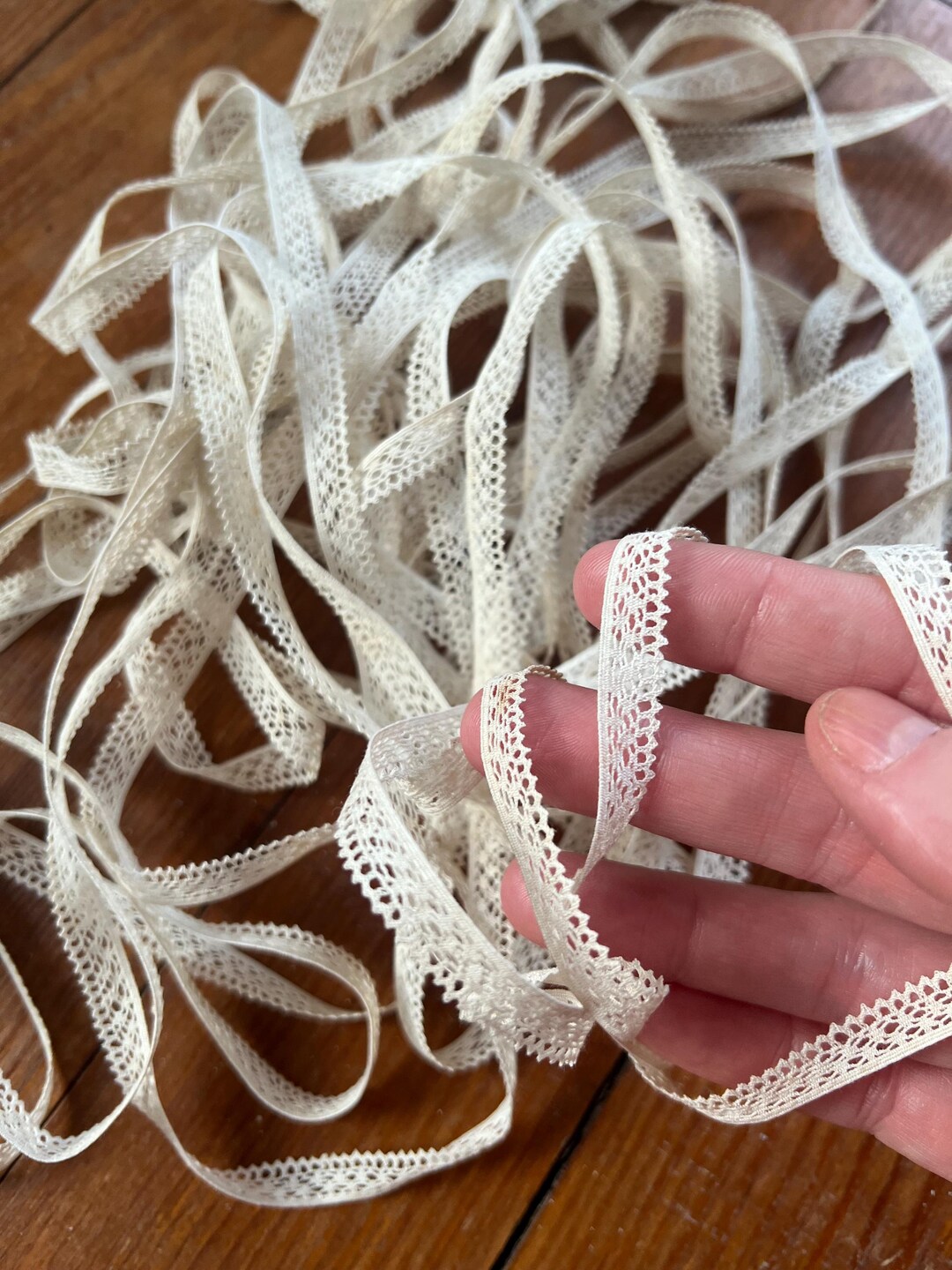 14+ Yards Very Narrow Lace Trim. Cotton Lace - Etsy