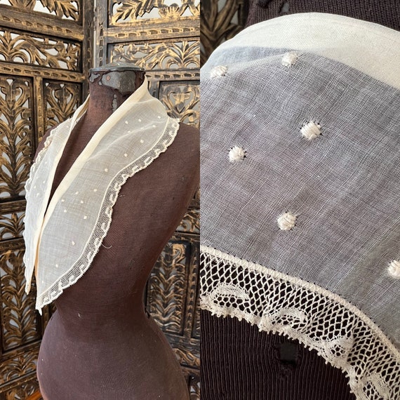 Antique edwardian 1920s hand embroidered silk collar … - Gem