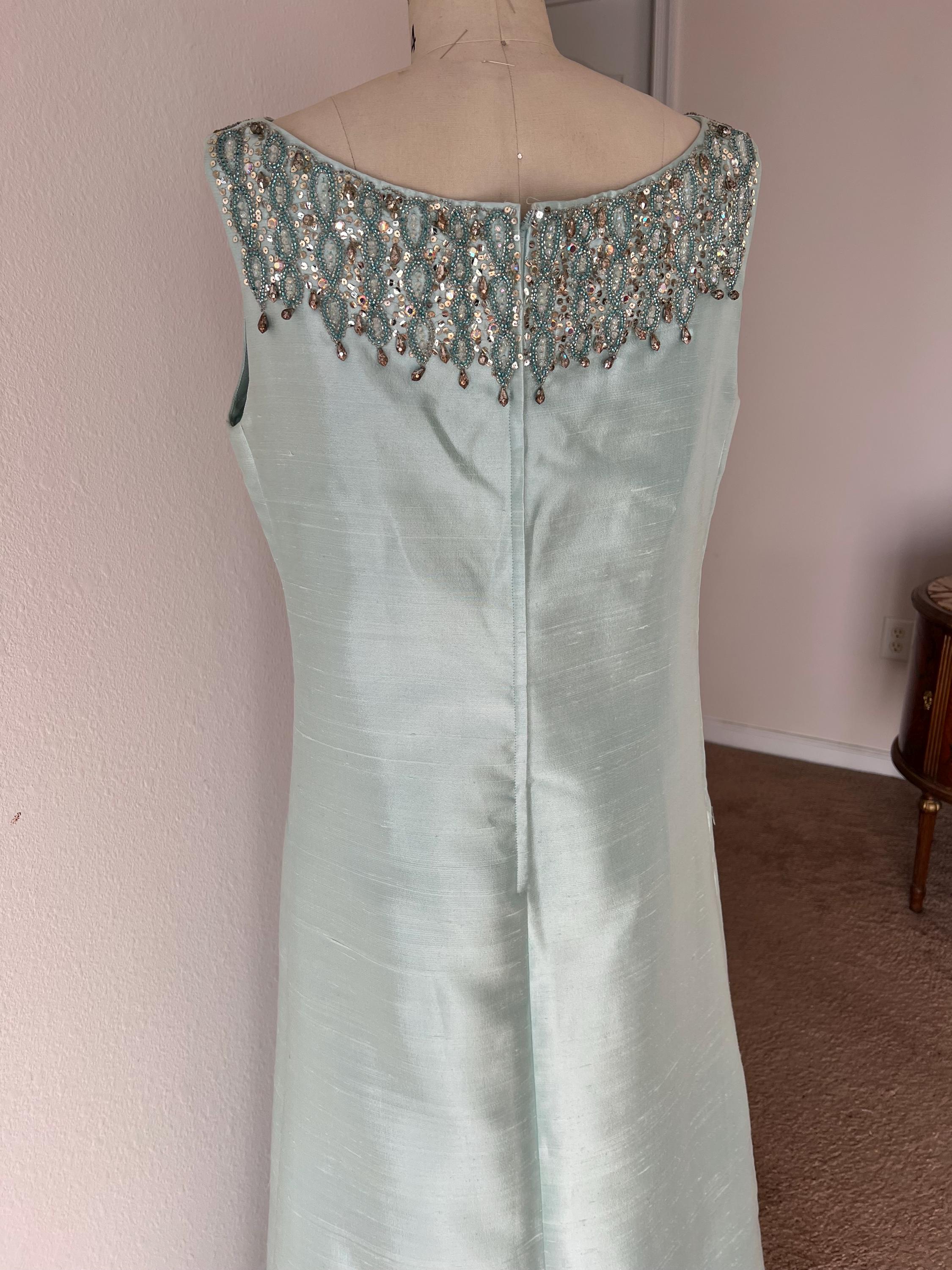 1960s Cameo Label Evening Gown Teal Seafoam Blue. Medium Large - Etsy