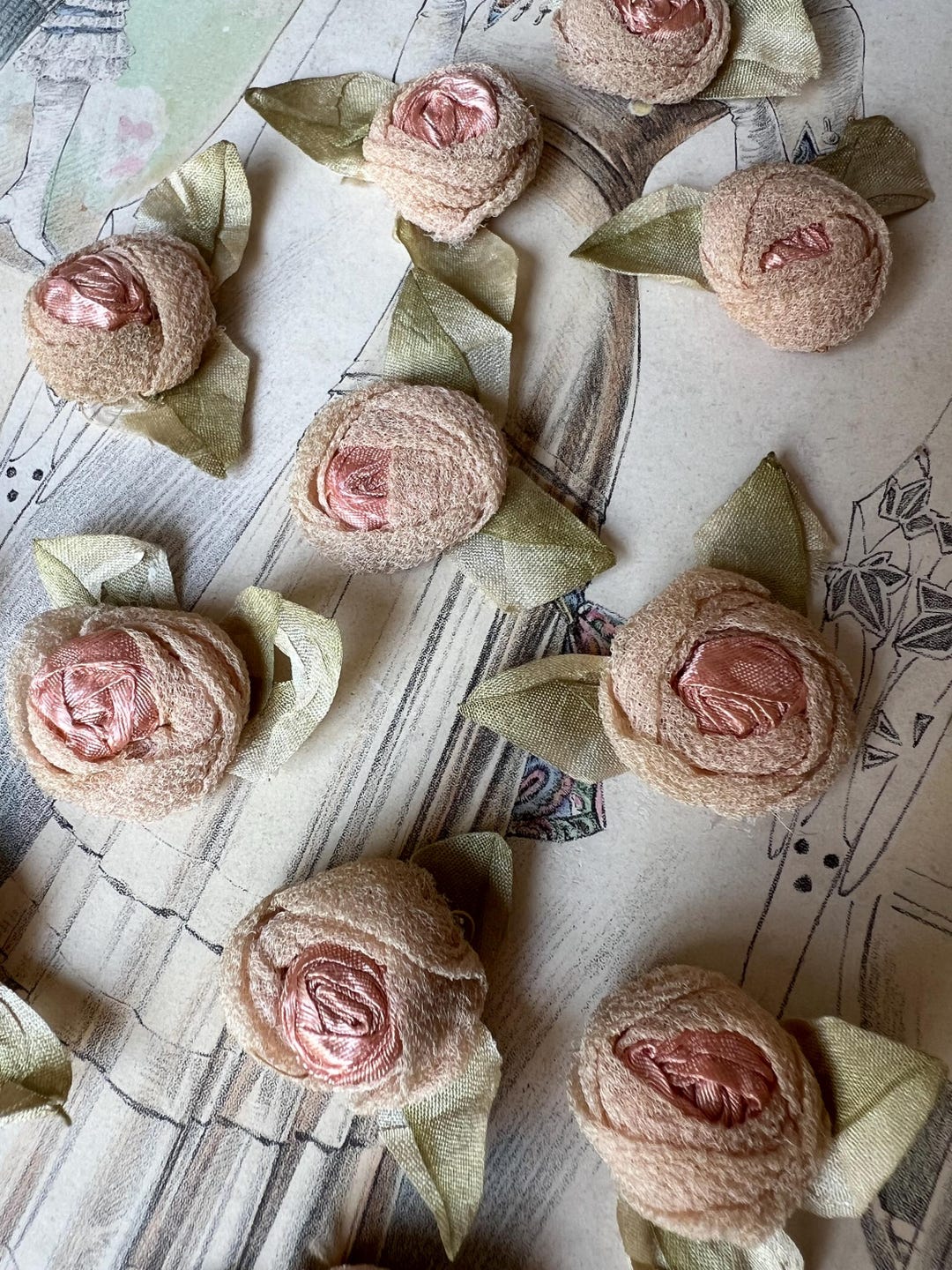 Ribbonwork Chiffon Roses. Sold by the Each. 1" and .75' - Etsy