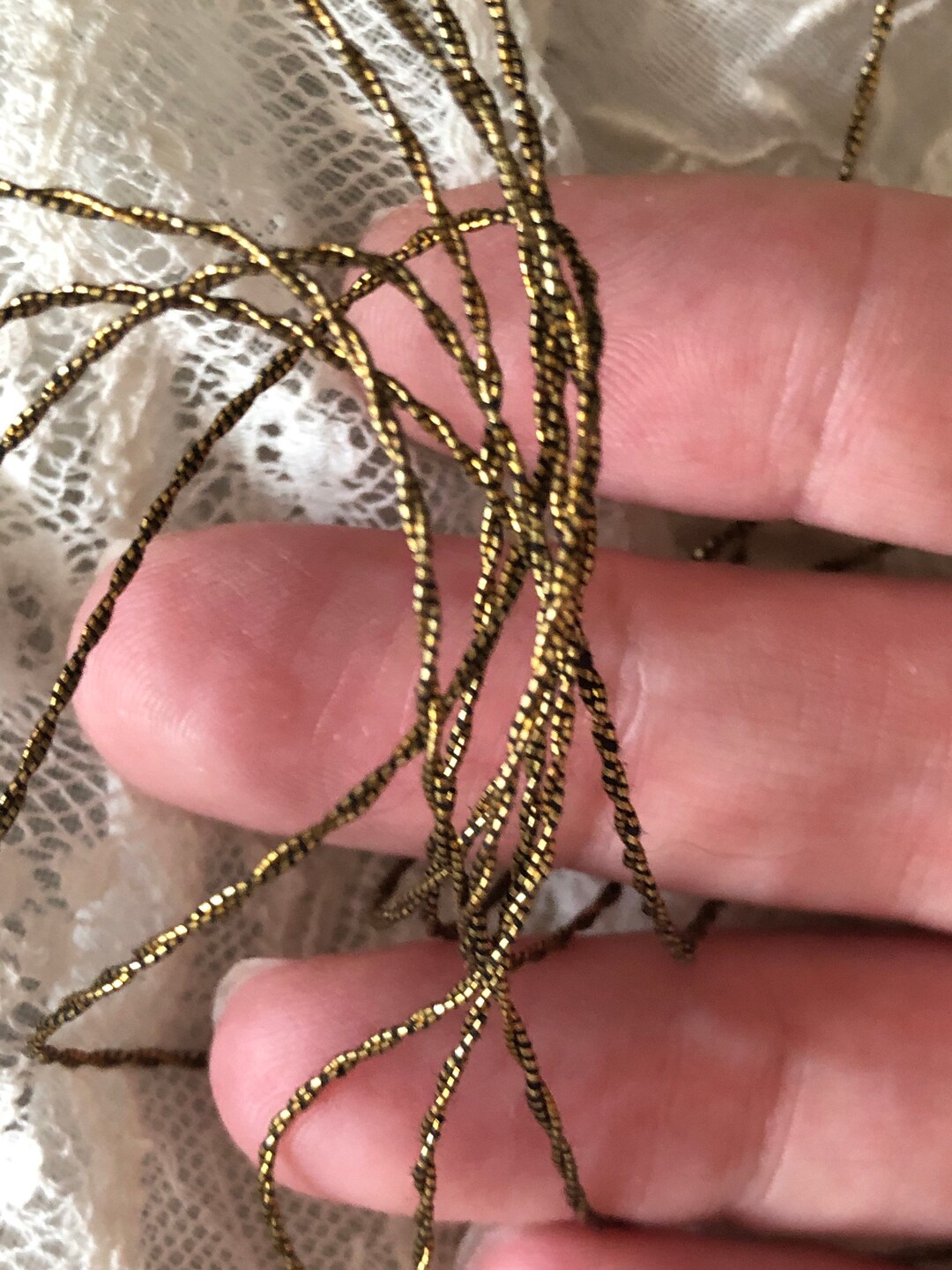 Gold Metal wrapped cotton gimp. Antique. Rare 2 ply - Etsy Österreich