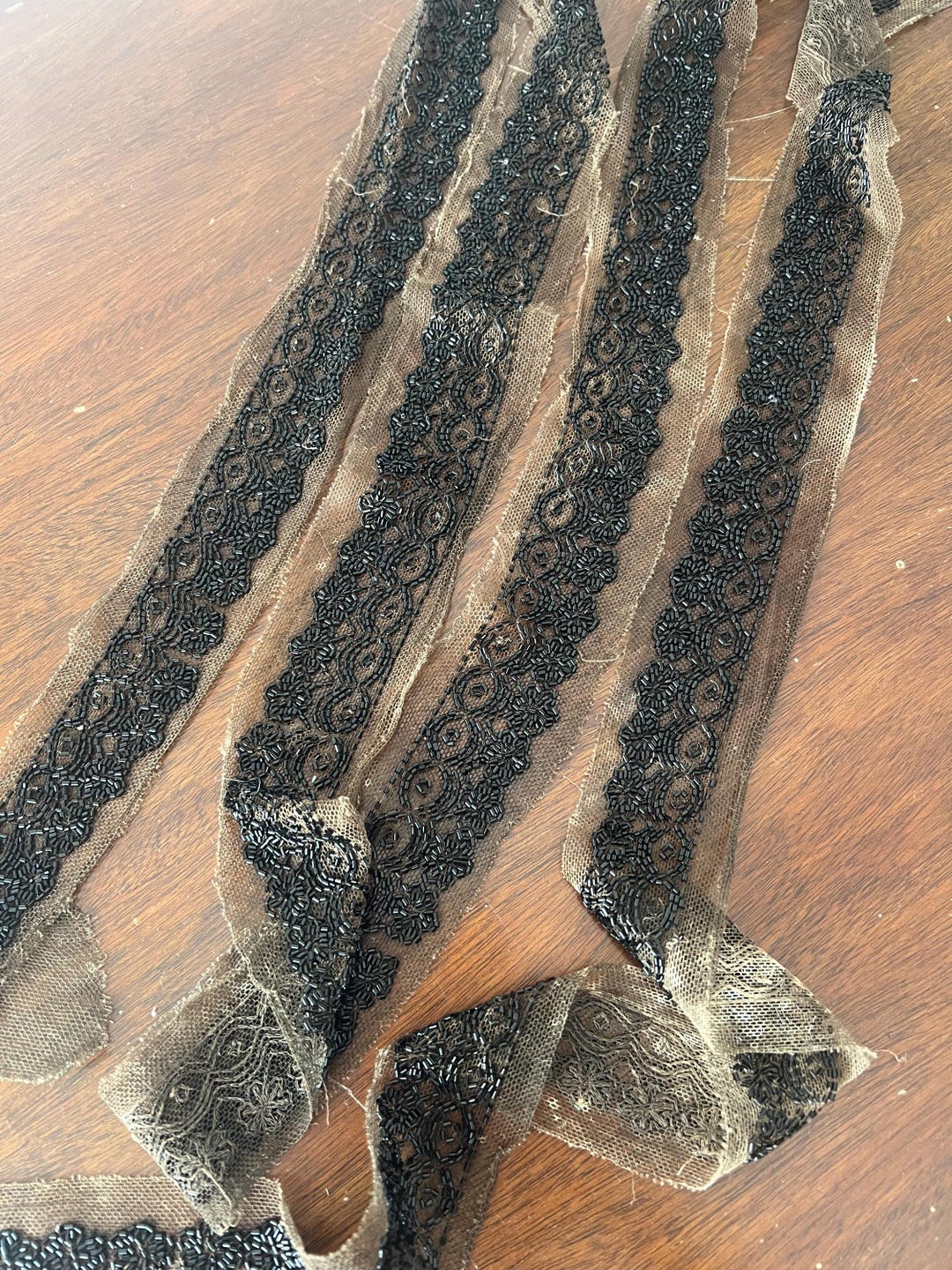 3 Yards 10" Antique Beaded Jet Trim. Dolls, Sewing, Costume - Etsy