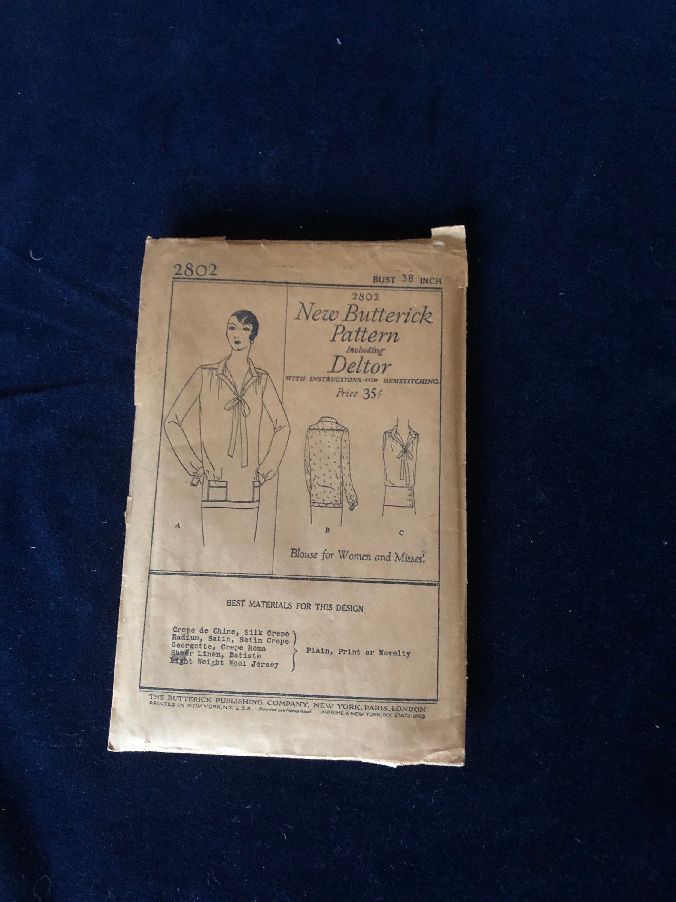 Original 1920s Pattern. Size 38 Complete - Etsy