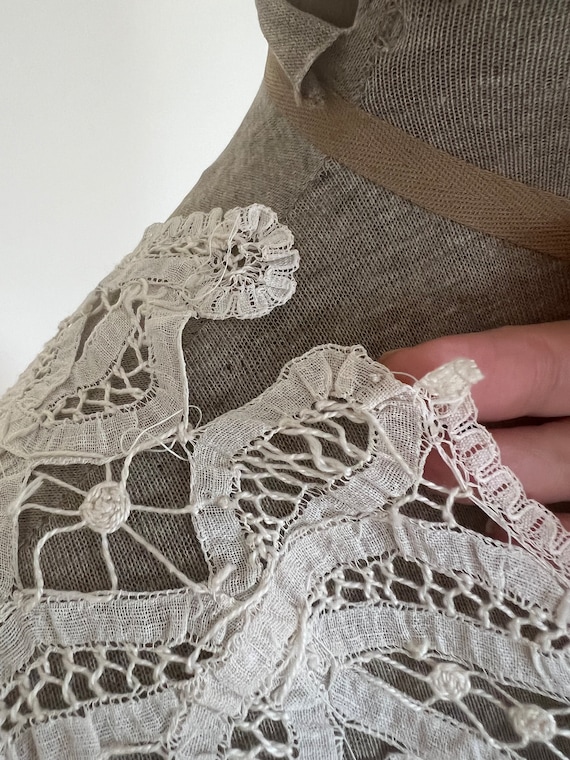 Antique handmade Battenberg and princess lace edwardi… - Gem