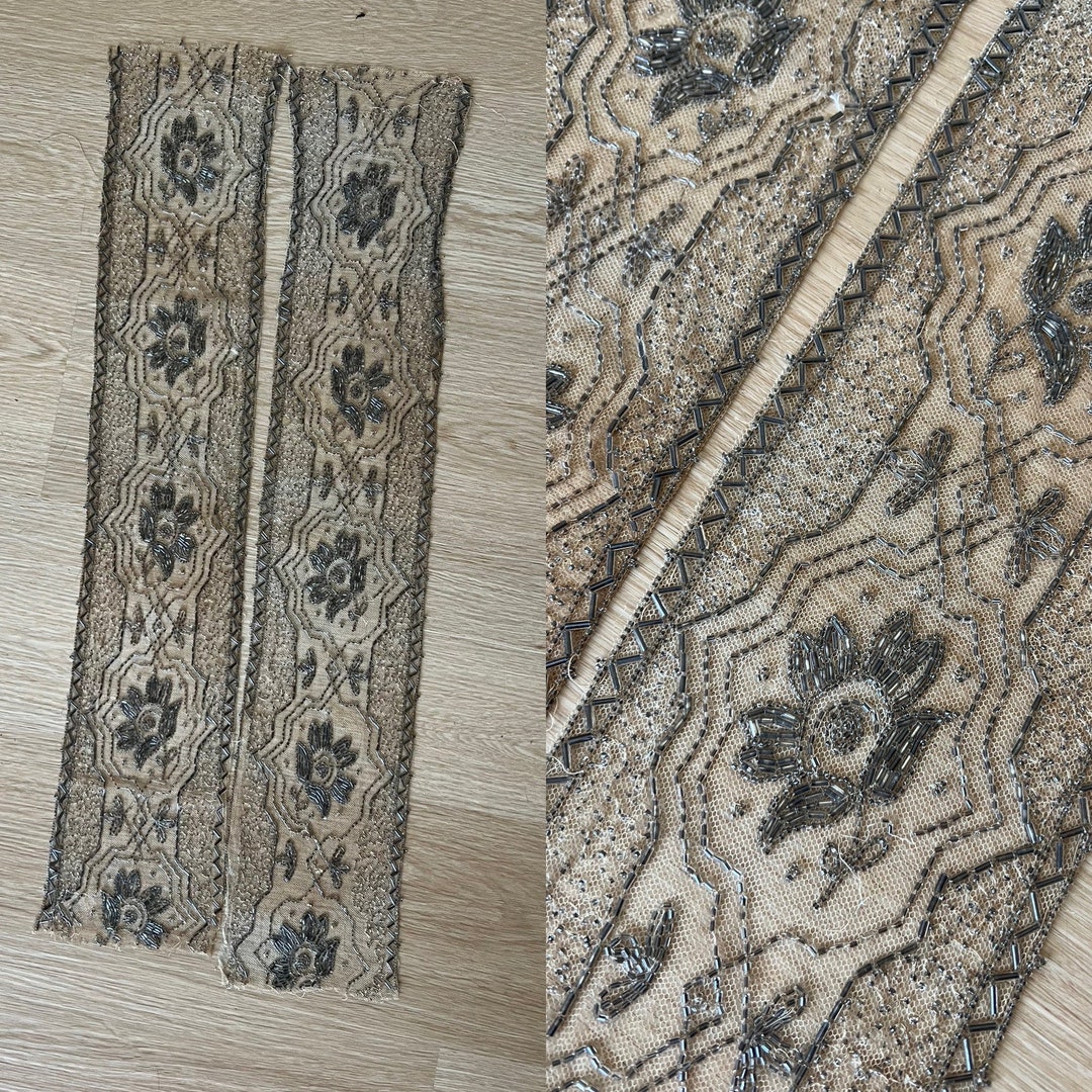 Antique Hand Beaded 1920s Trim. Two Pieces - Etsy