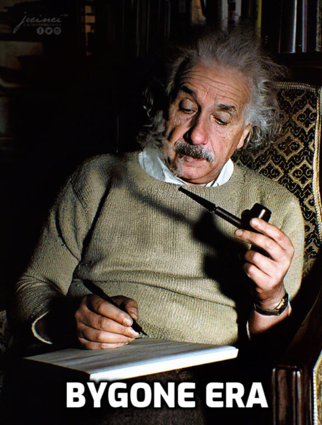 Albert Einstein Smoking A Pipe Color Poster Art Photo Artwork 11x14 Or