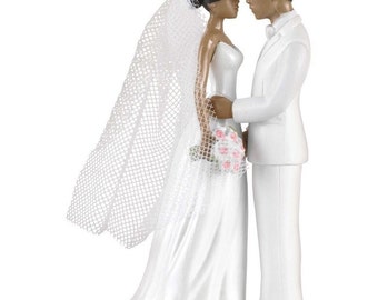 WEDDING CAKE TOPPER Bride and Groom Veil Keepsake Decorations Cake ...