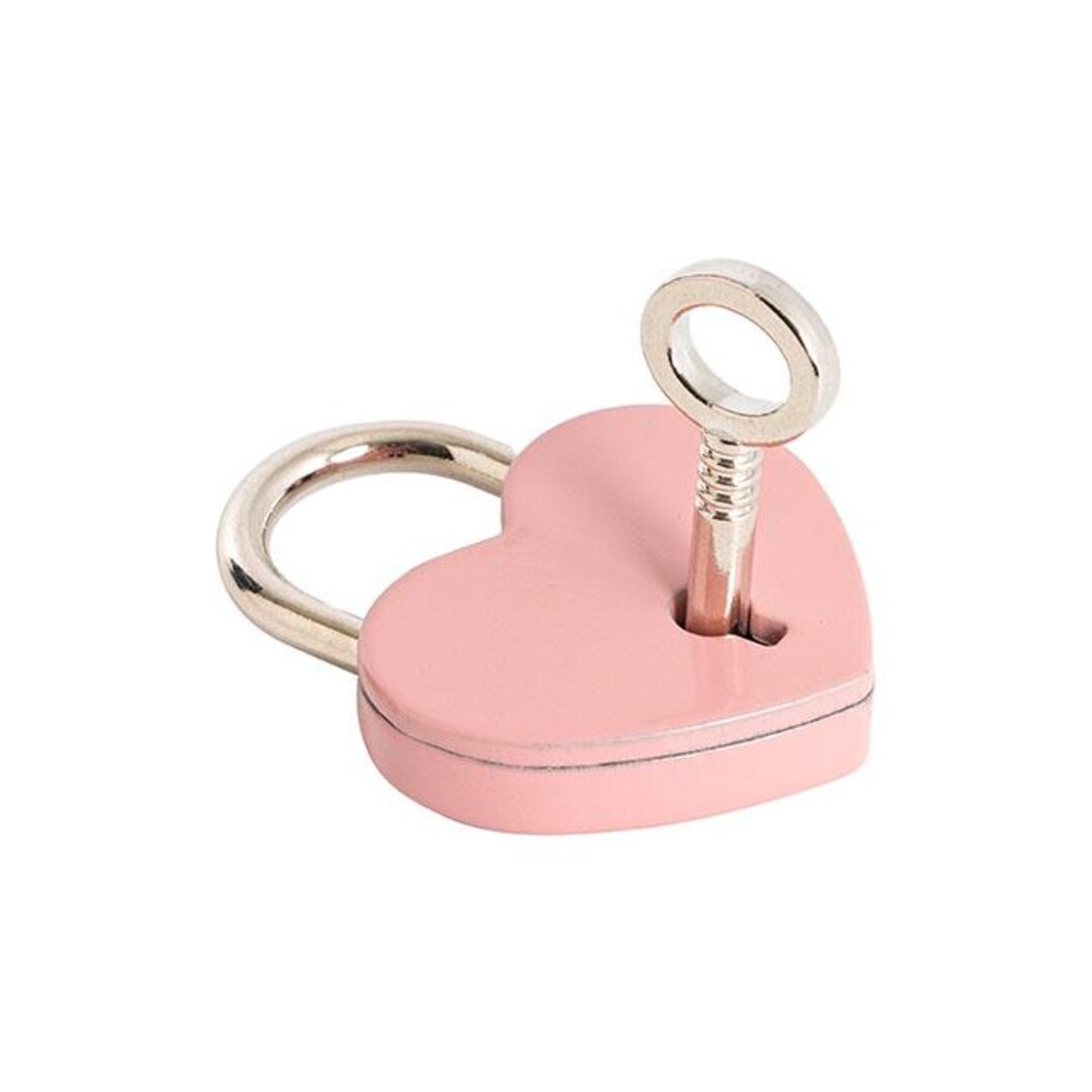 HEART PADLOCK With KEY | Pink | Heart Shape Love Lock for Wishing Well ...