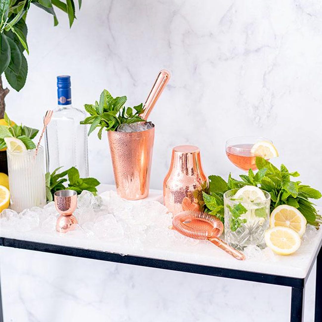 COCKTAIL SHAKER SET 5 Piece Rose Gold Barware Drinks Wedding Hens Bucks ...