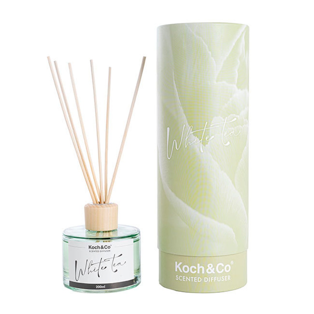 SCENTED REED Diffuser Set White Tea Fragrance Natural Sticks Essential Oil Reeds Room Perfume ...