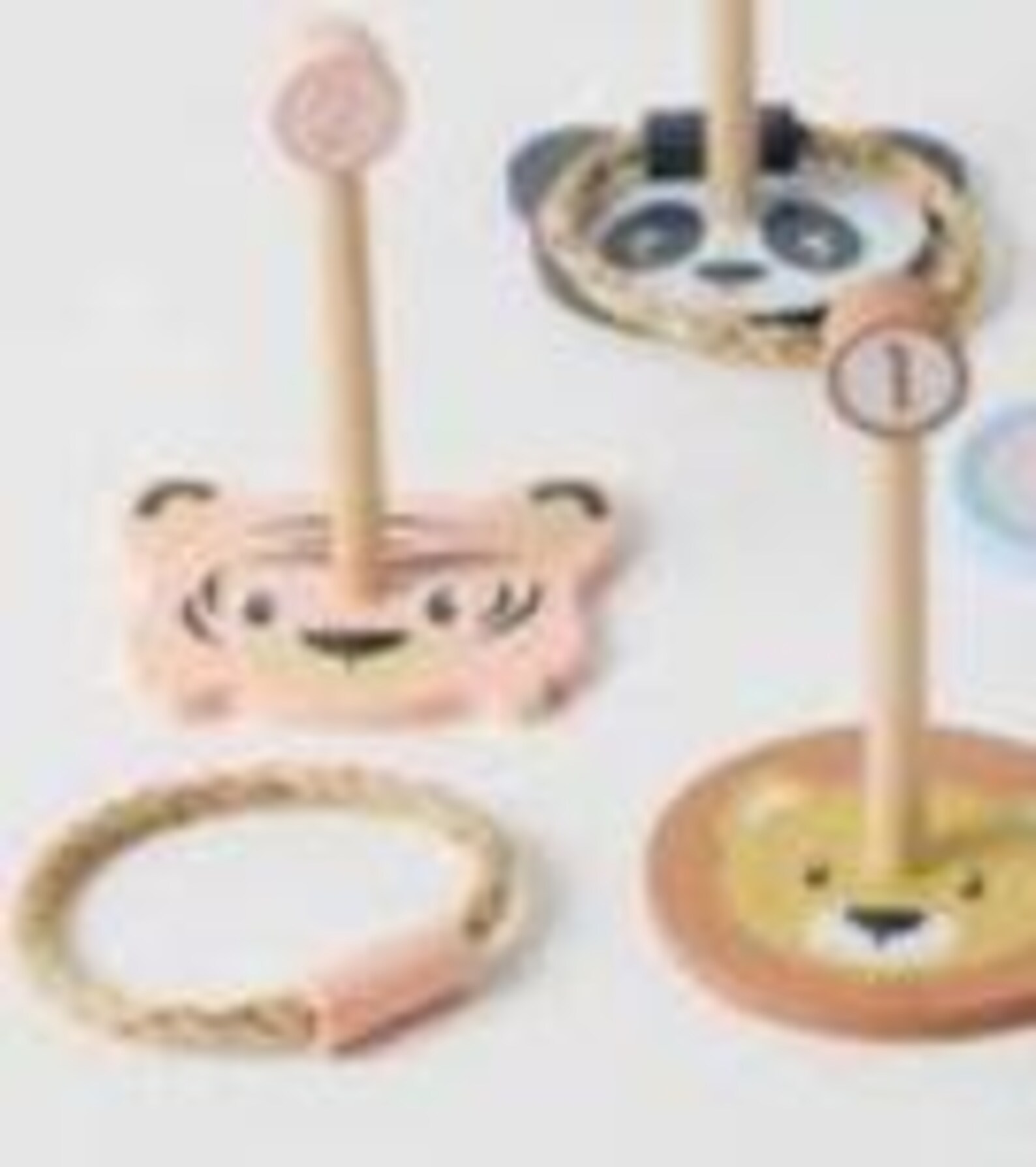 WOODEN Animal Ring Toss Set Hoops Kids Toy Quoits Garden Games Birthday ...
