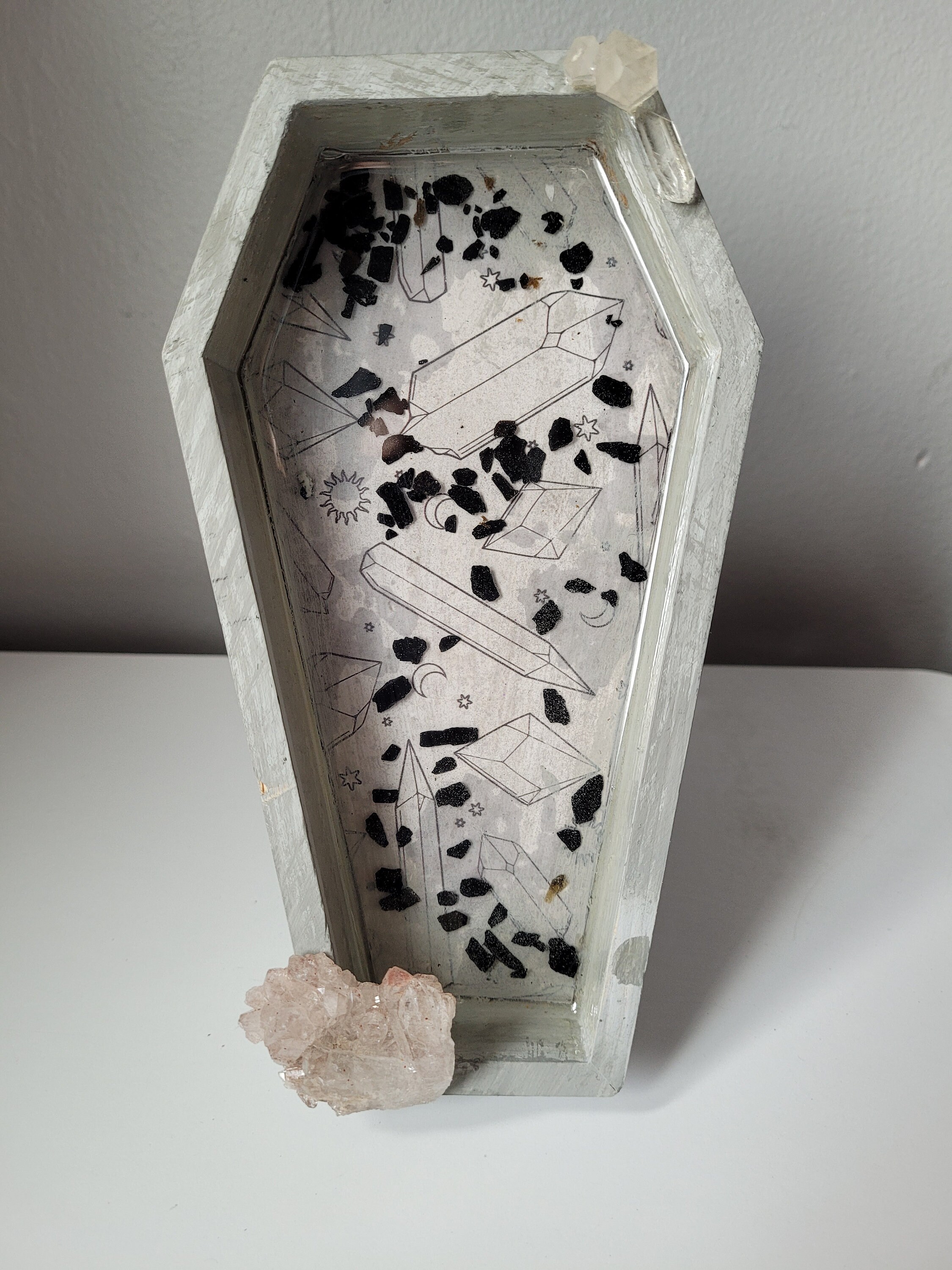 Grey Crystal Coffin Wooden Tray - Etsy