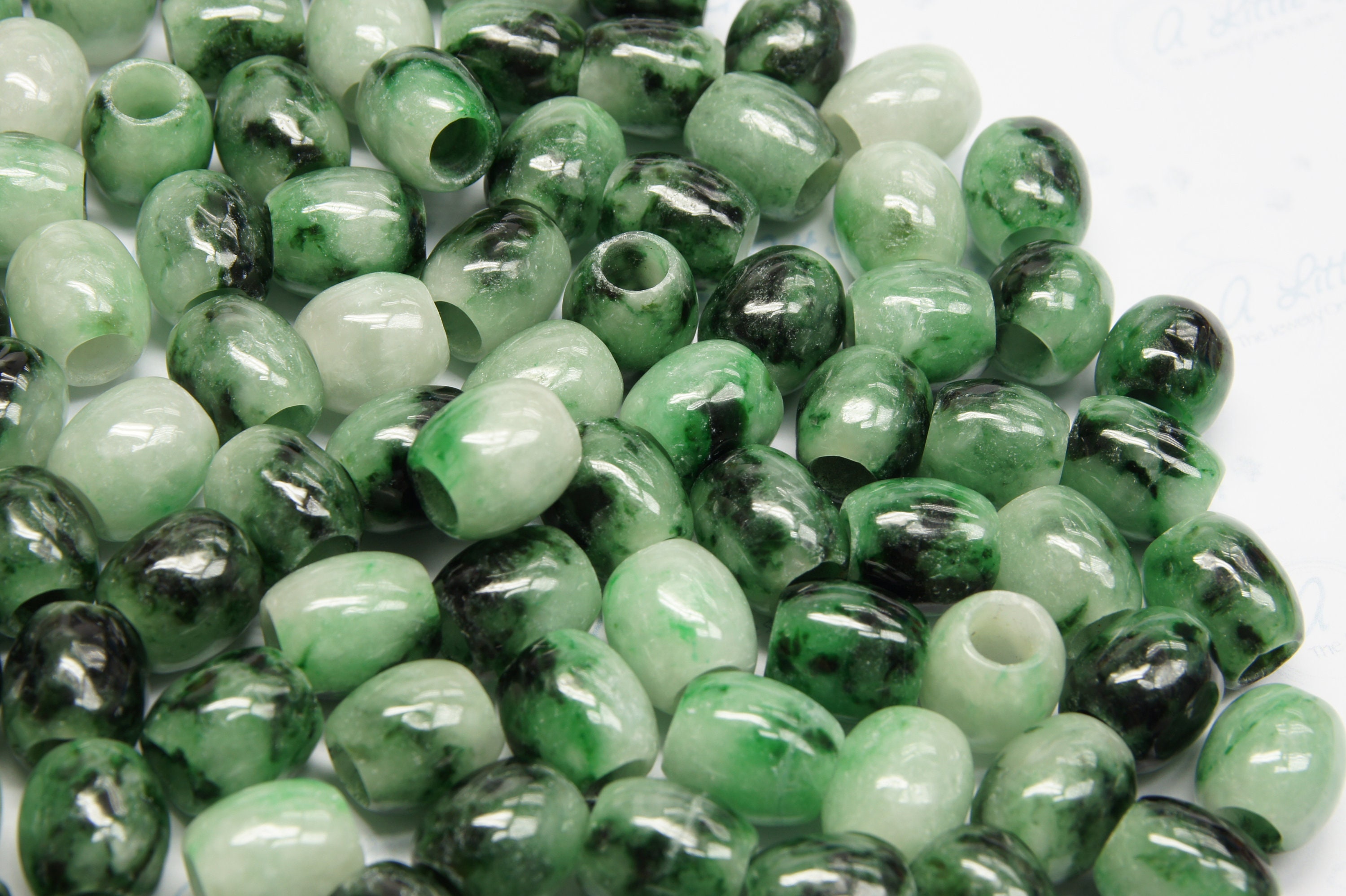 4pcs Ancient Green Color Jadeite Barrel Bead Jadeite Tube Bead ...