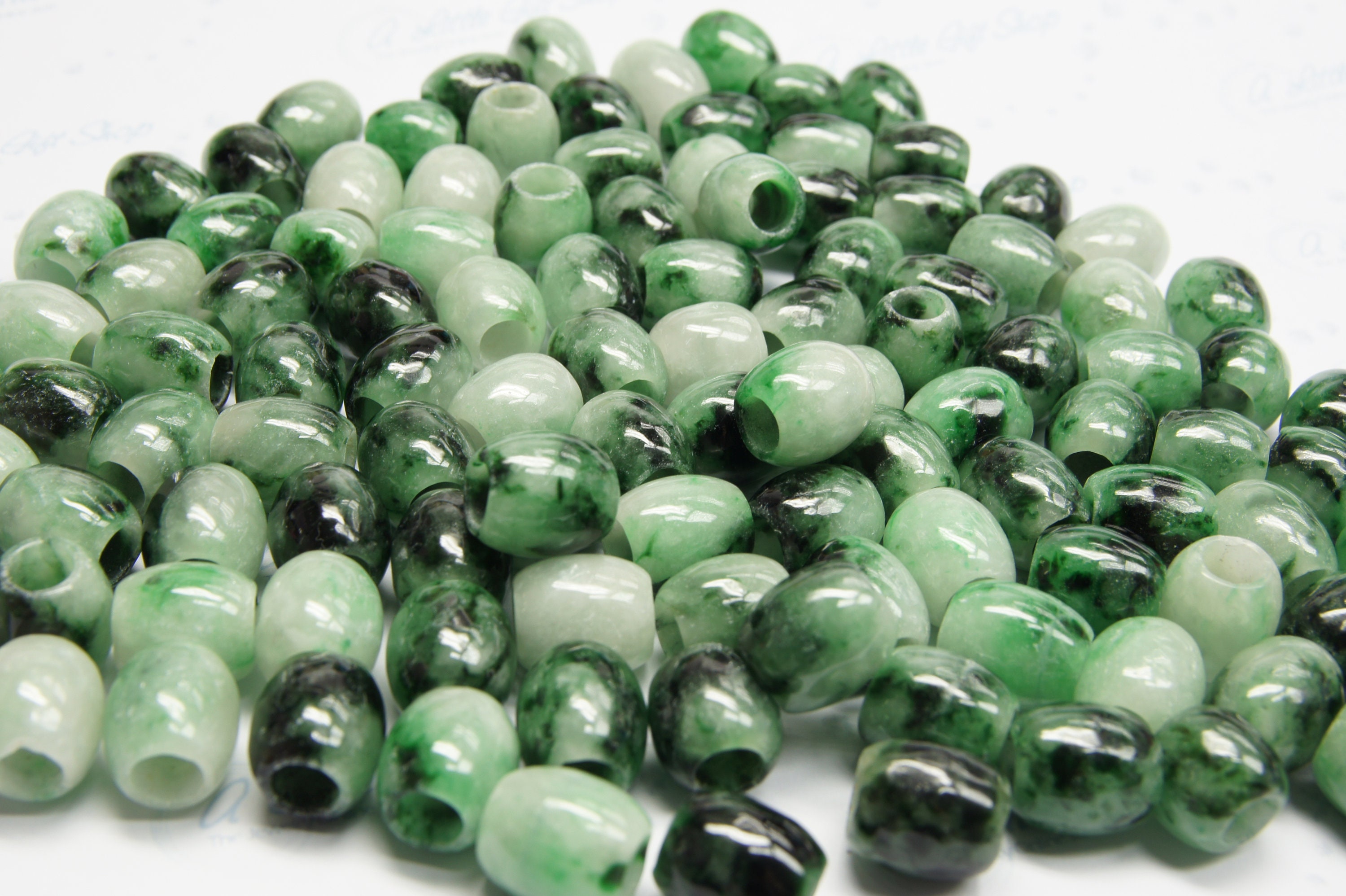 4pcs Ancient Green Color Jadeite Barrel Bead Jadeite Tube Bead ...
