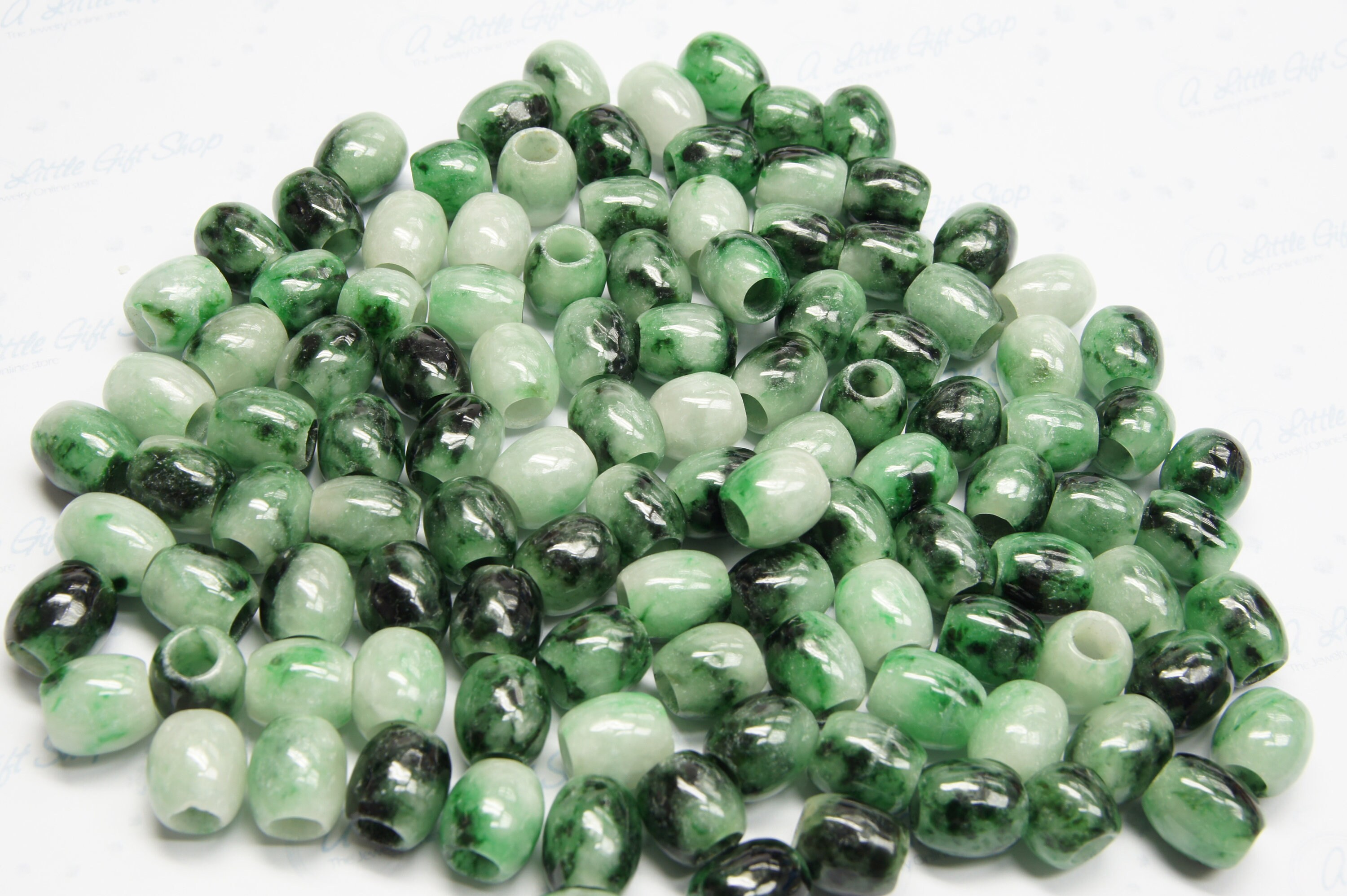 4pcs Ancient Green Color Jadeite Barrel Bead Jadeite Tube Bead ...