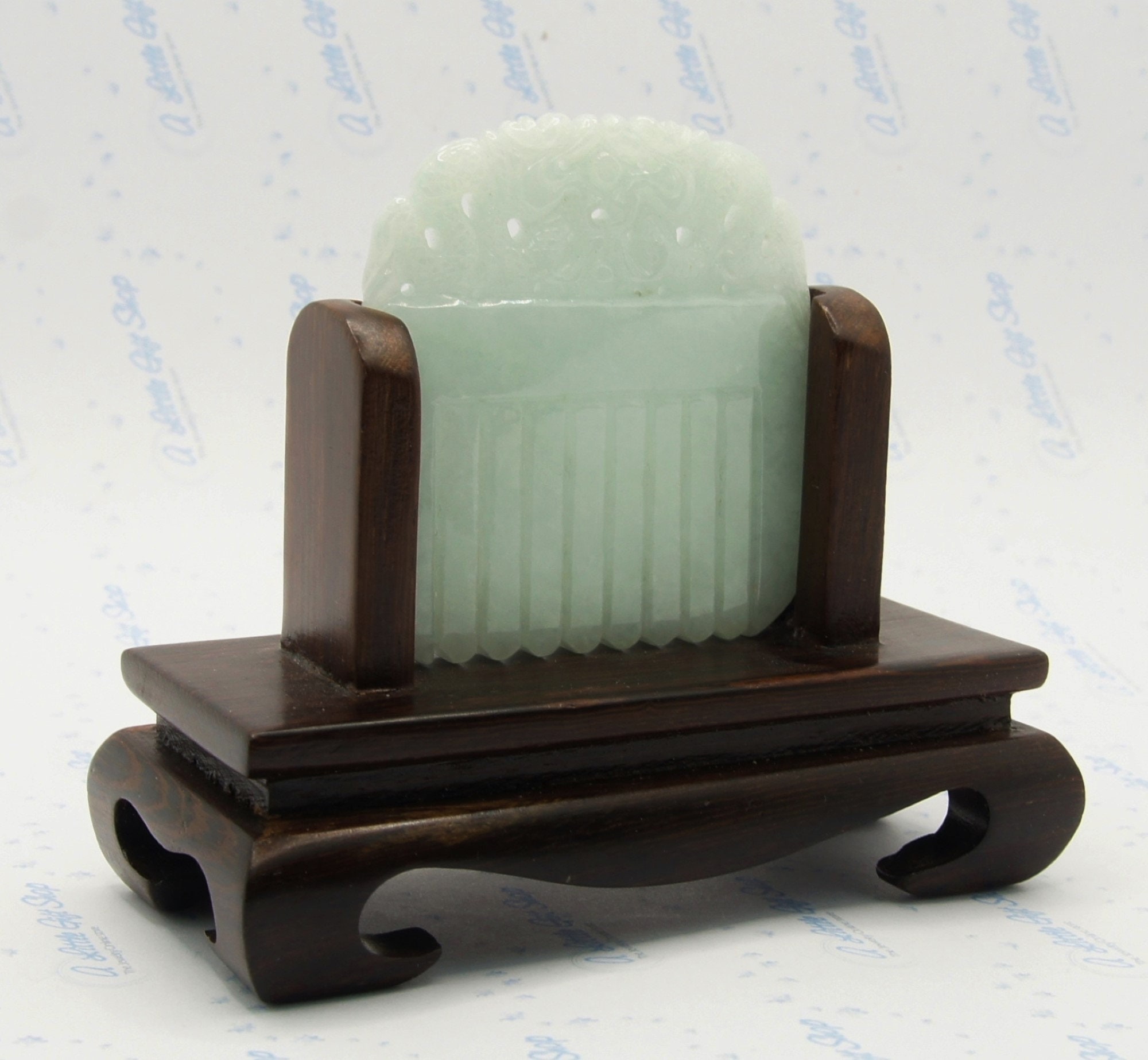 Hand Carved Asian Style Jade Combin Natural Green Jadeite | Etsy