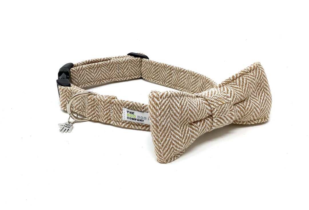 Beige Tweed Dog Bow Tie, Dog Dicky Bow - Etsy