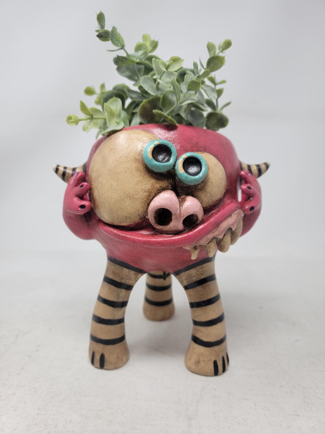 Pink Ceramic Monster Planter - Etsy