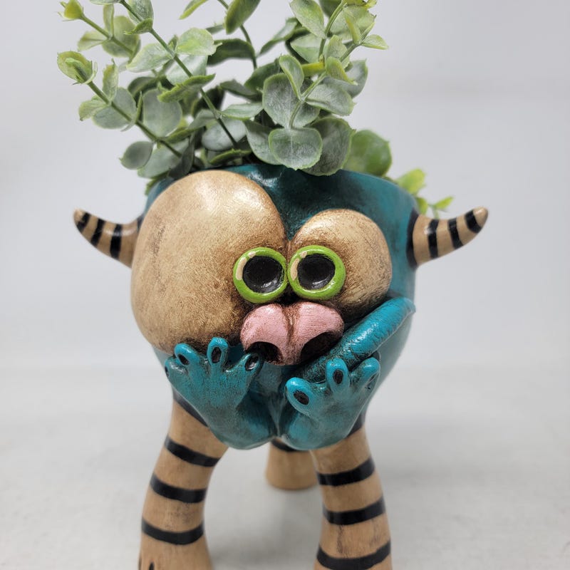 Monster Ceramic Plant Pot - Etsy