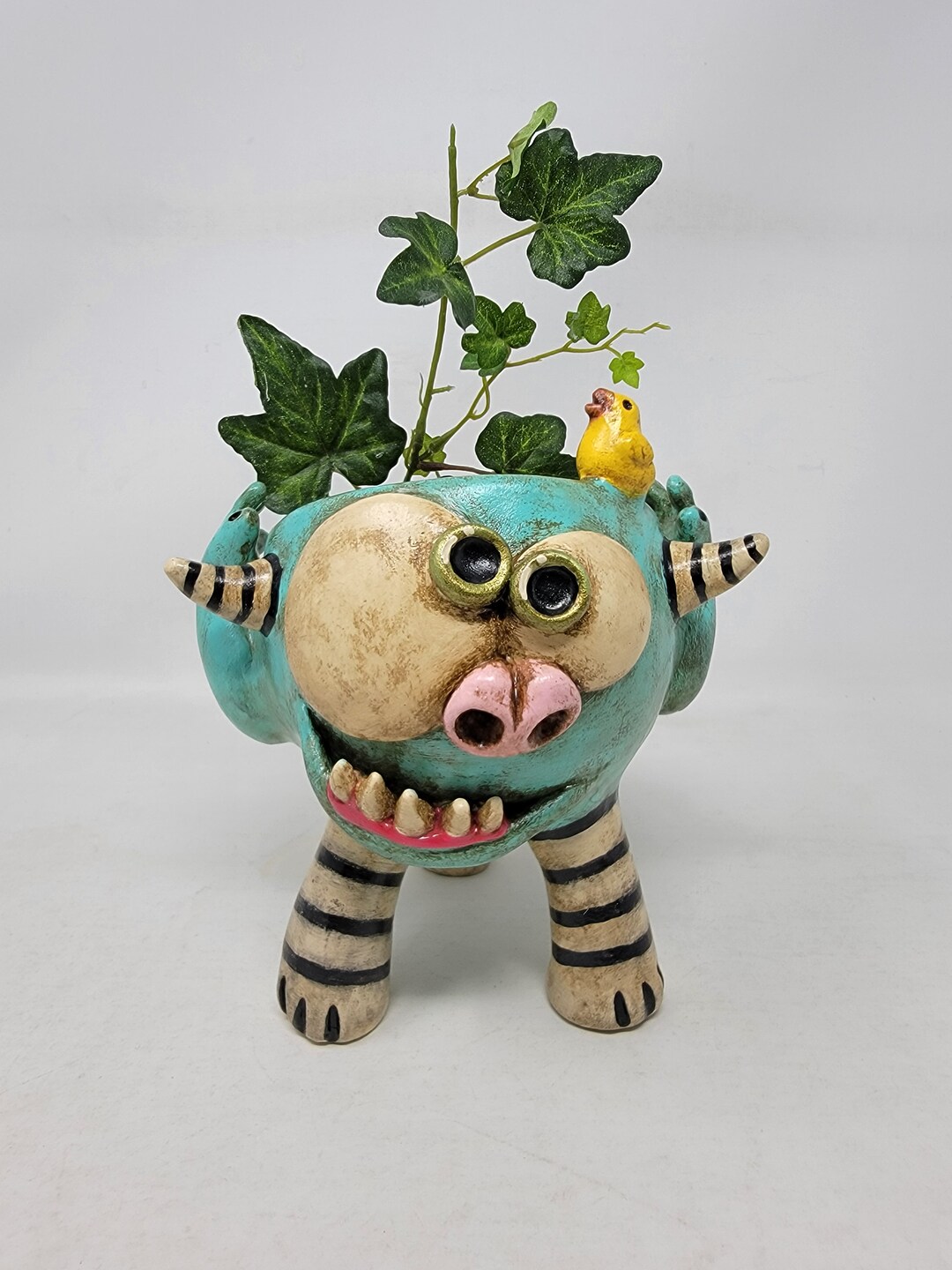 Blue Ceramic Monster Planter - Etsy