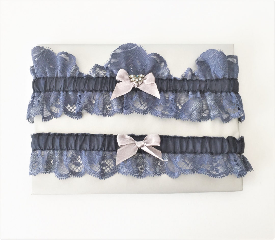 Lace and Satin Garter Set - Etsy