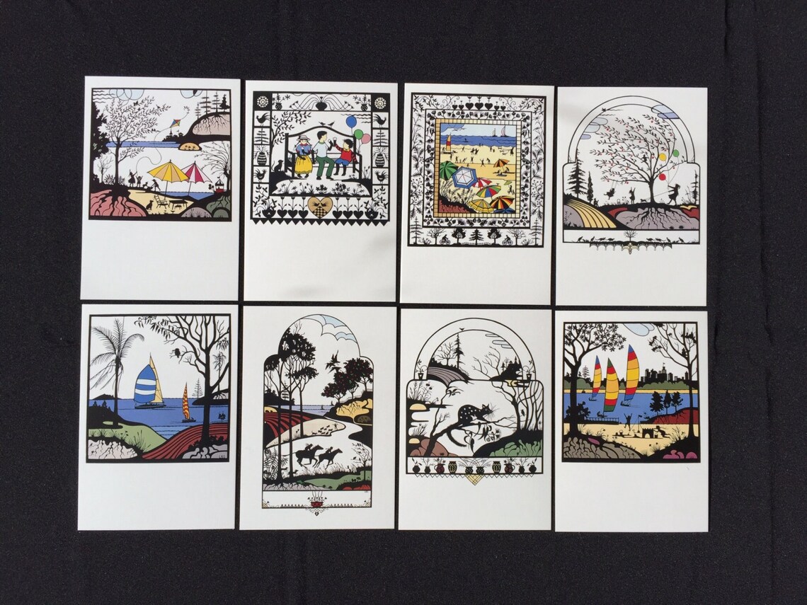 Boxed Set of 8 Papercut Print Cards - Etsy