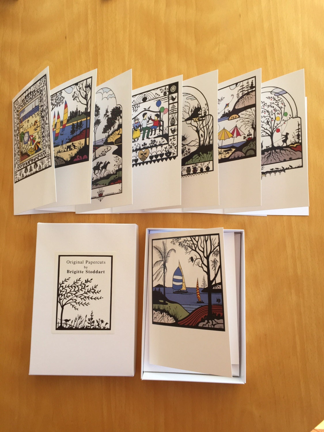 Boxed Set of 8 Papercut Print Cards - Etsy