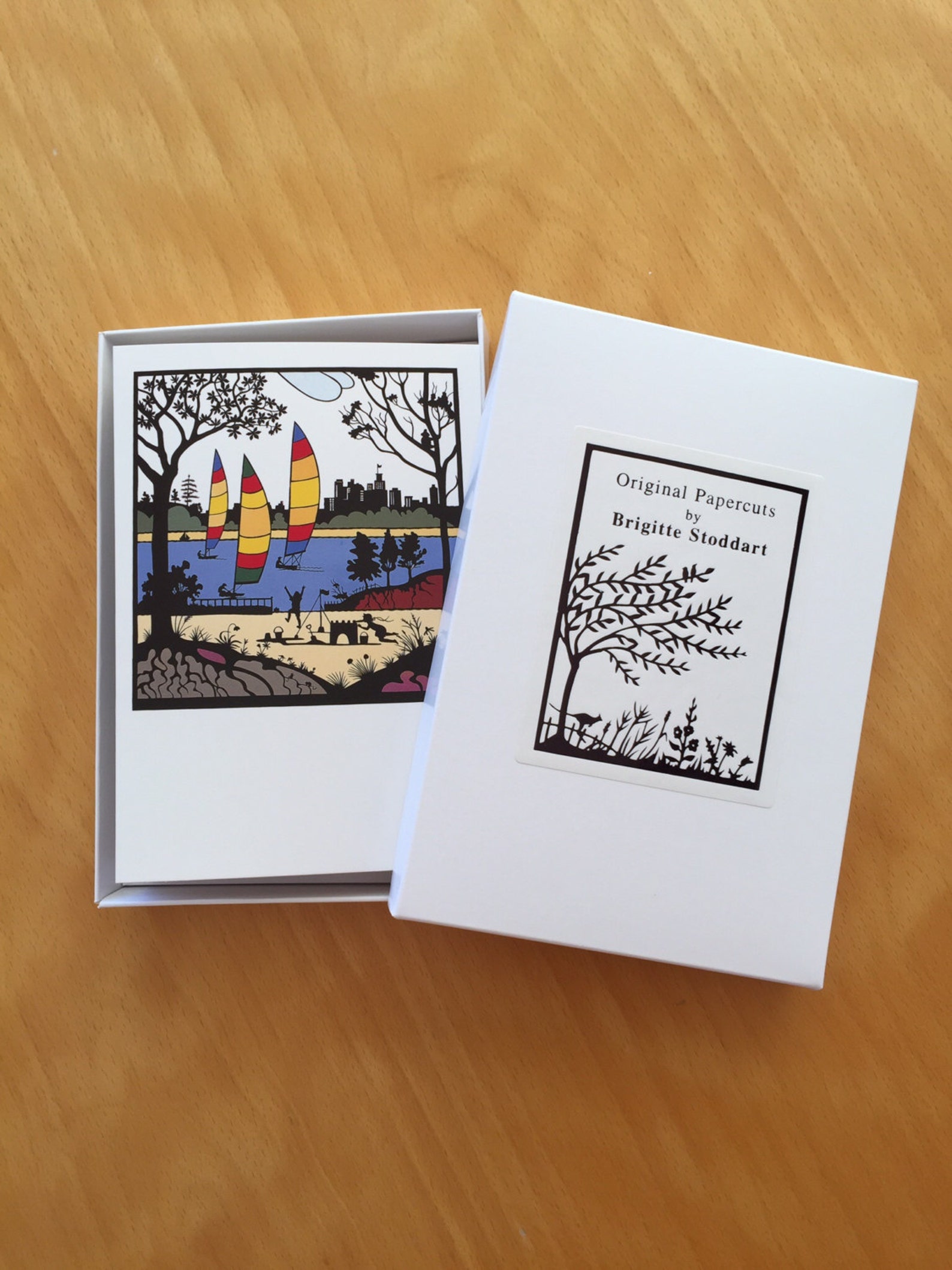 Boxed Set of 8 Papercut Print Cards - Etsy