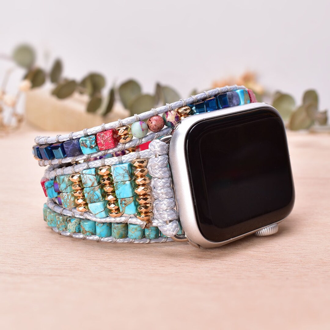 Natural Stone Jasper Crystal Apple Watch Band 38mm-45mm Wrap Apple ...