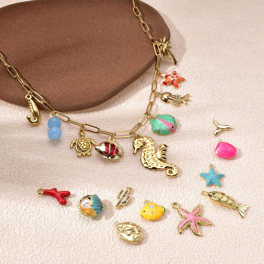 Custom Gold Charm Necklace - Build Your Own Vintage Jewelry, Multi ...