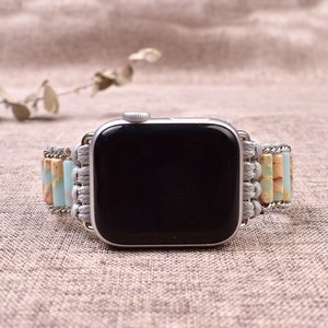 Cylindrical Natural Stone Beaded Apple Watch Band Handmade - Etsy